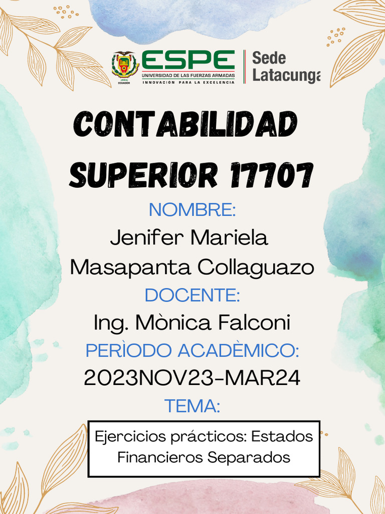 P2 - T3 - Ejercicios Prácticos Estados Financieros Separados | PDF | Compartir (Finanzas ...