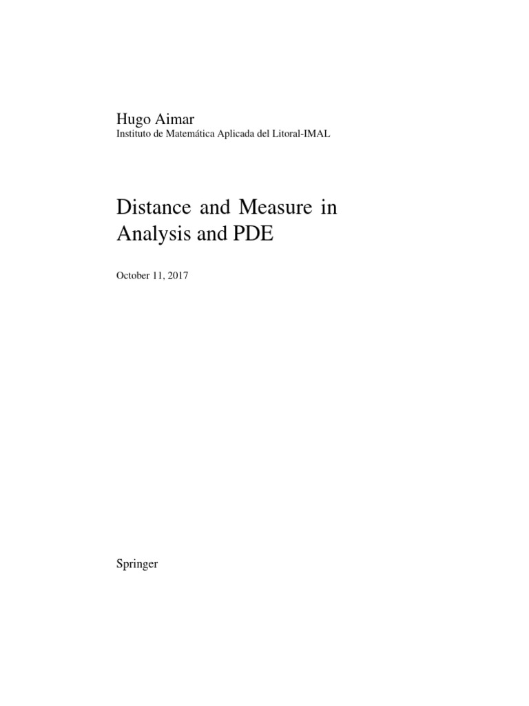 HugoAimar Book Distance and Measure Analysis and PDE | PDF | Metric ...