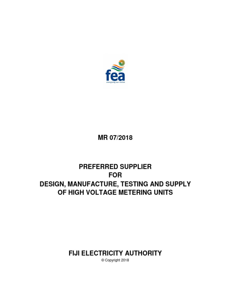 MR 07-2018 Tender Specs | PDF | Switch | Transformer