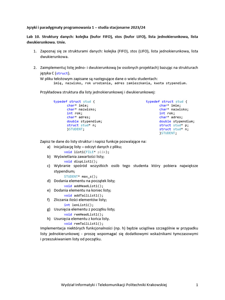 JiPP Lab10 Stac 2023 2024 | PDF