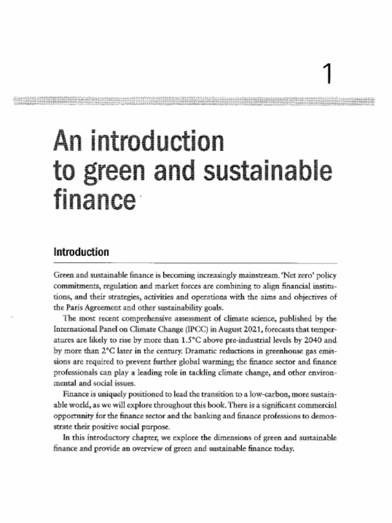 An Introduction To Green and Sustainable Finance | PDF