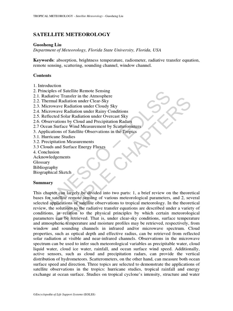 Unesco - Eolss Sample Chapters: Satellite Meteorology | Download Free PDF | Precipitation ...