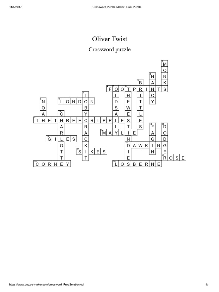 Crossword Puzzle solution oliver | PDF