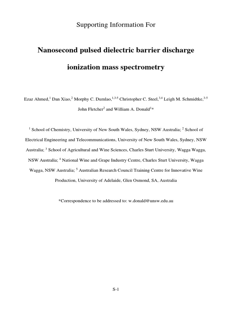 Nanosecond Pulsed Dielectric Barrier Discharge | PDF