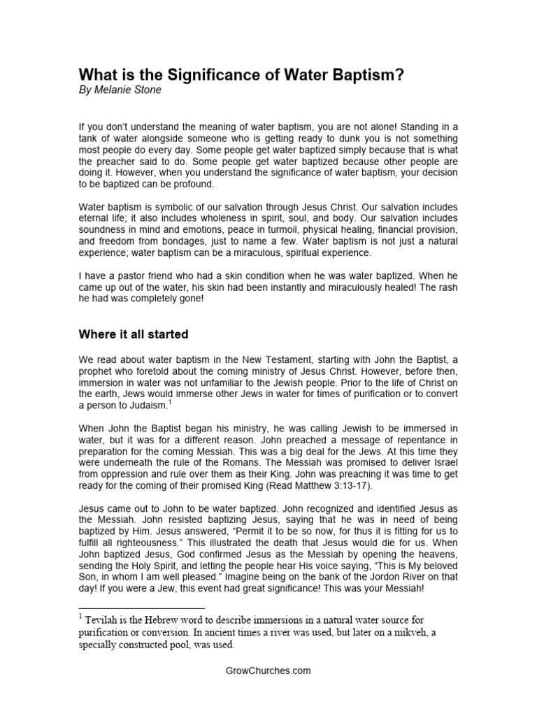What Is The Significance of Water Baptism | PDF | Baptism | Jesus