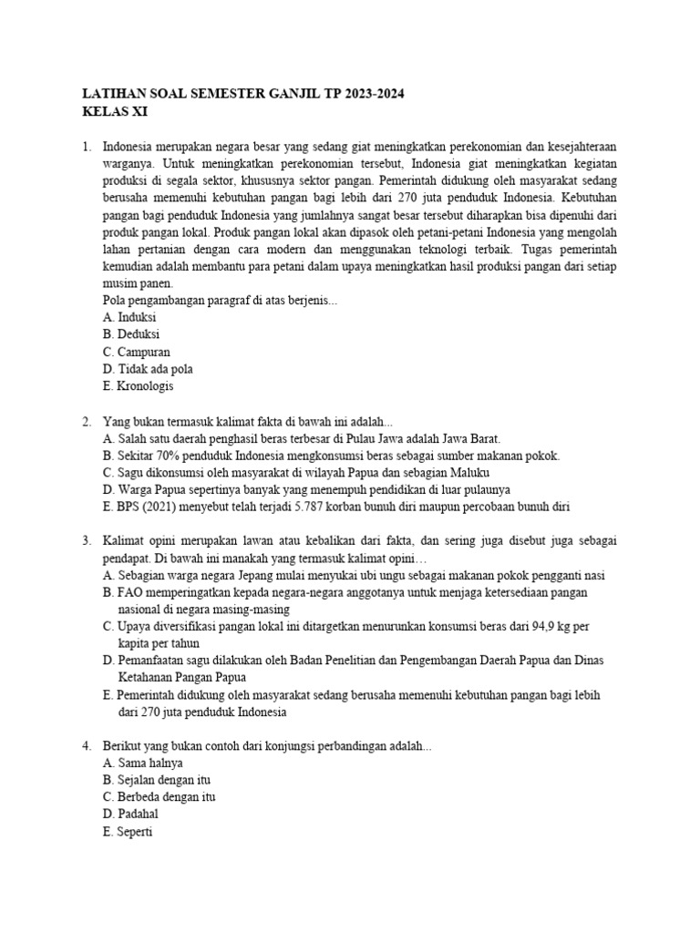 LATIHAN SOAL SEMESTER GANJIL KELAS XI TP 23-24 | PDF