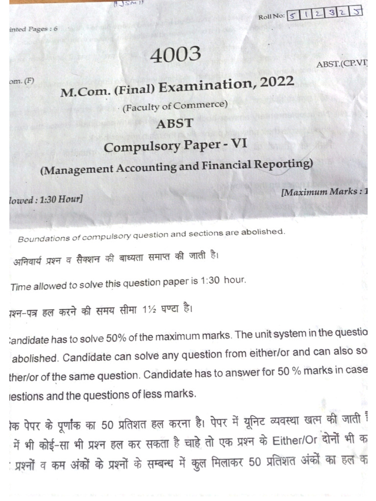 FM Last Year Paper MU 2022 | PDF