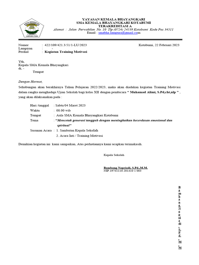 Undangan Rapat Wali kelas X .Parenting | PDF