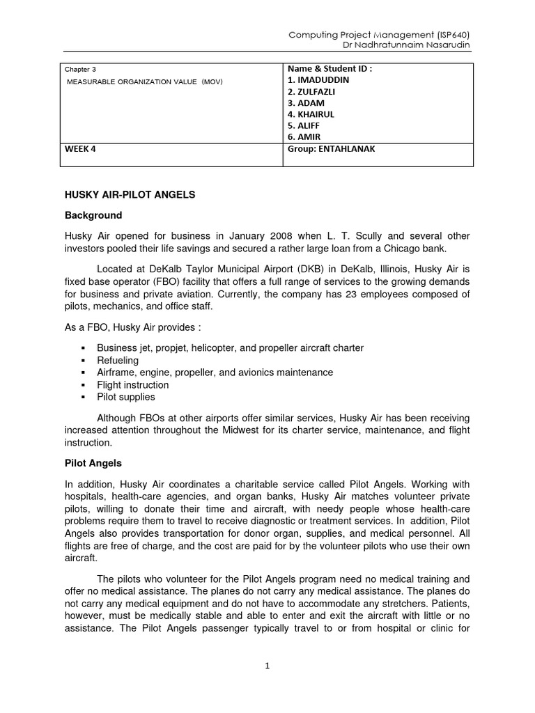 Husky Air Pilot Angels Management System | PDF | Hospital | Aircraft