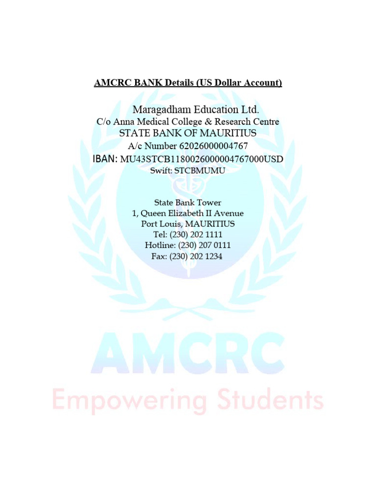 AMCRC BANK Details Dollar Account | PDF | Politics