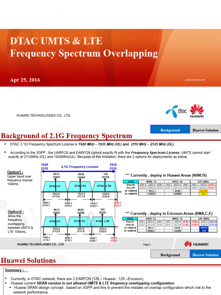 DTAC UMTS LTE Frequency Overlapping Clarification and Solution Rev02 | PDF | Lte ...
