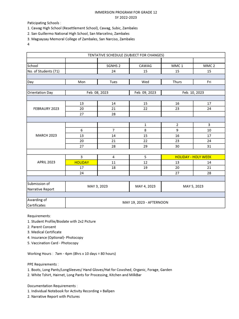 Tentative Schedule | PDF