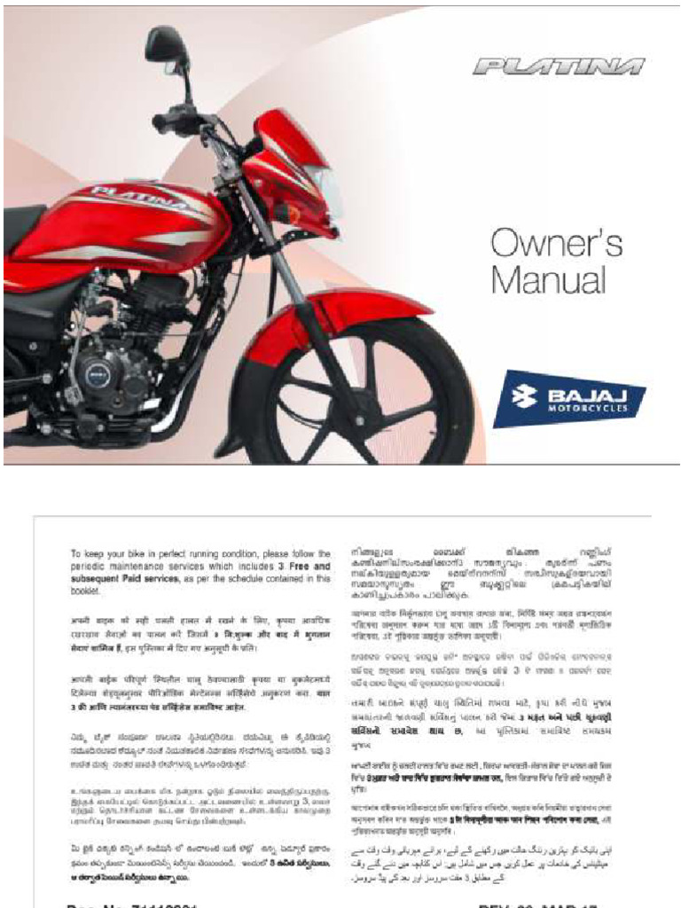 Bajaj Platina 100 Es | PDF | Clutch | Motorcycle
