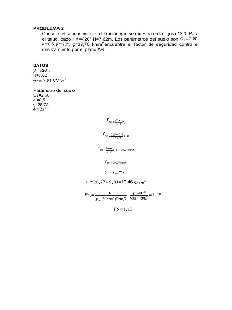 Problema 2 y 3 Geotecnia | PDF
