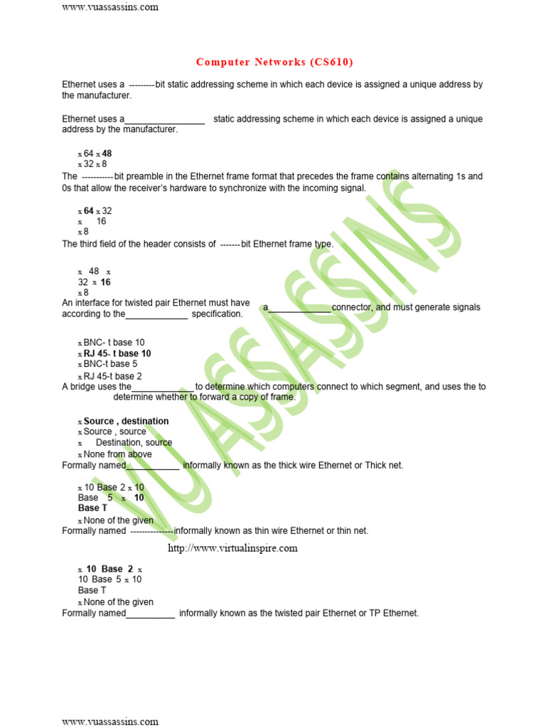 Cs610 Final Solved Mcqs For Papers and Quizs | PDF | Internet Protocols | Computer Network