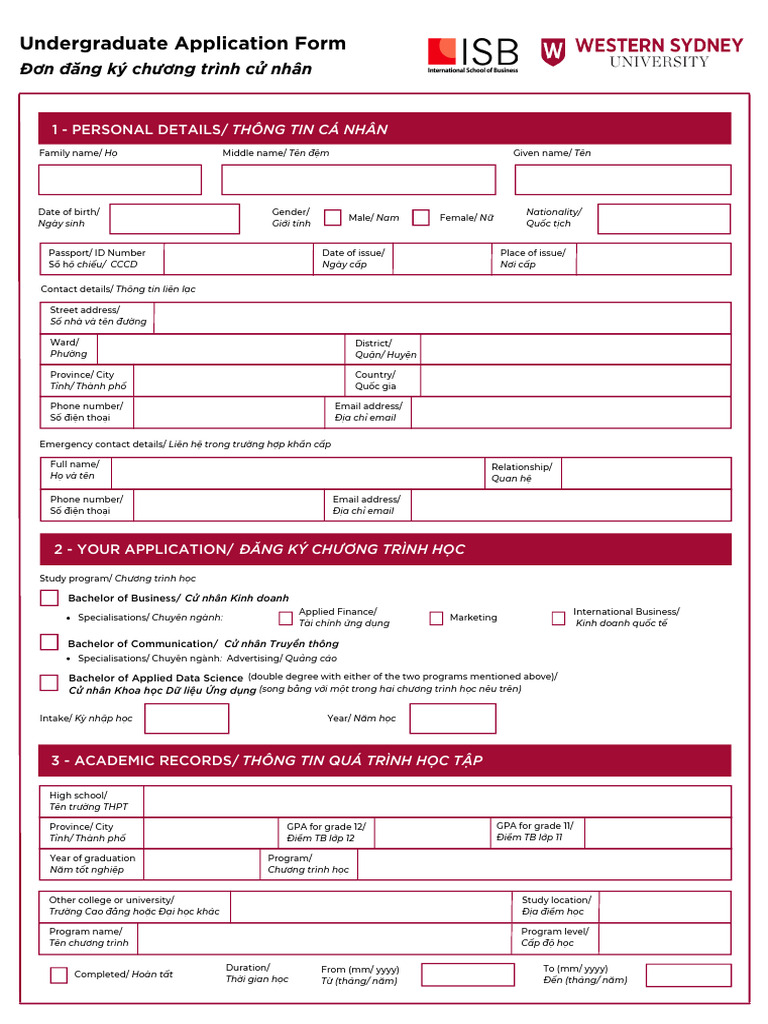 WSU. Undergraduate Application Form 2023 | PDF