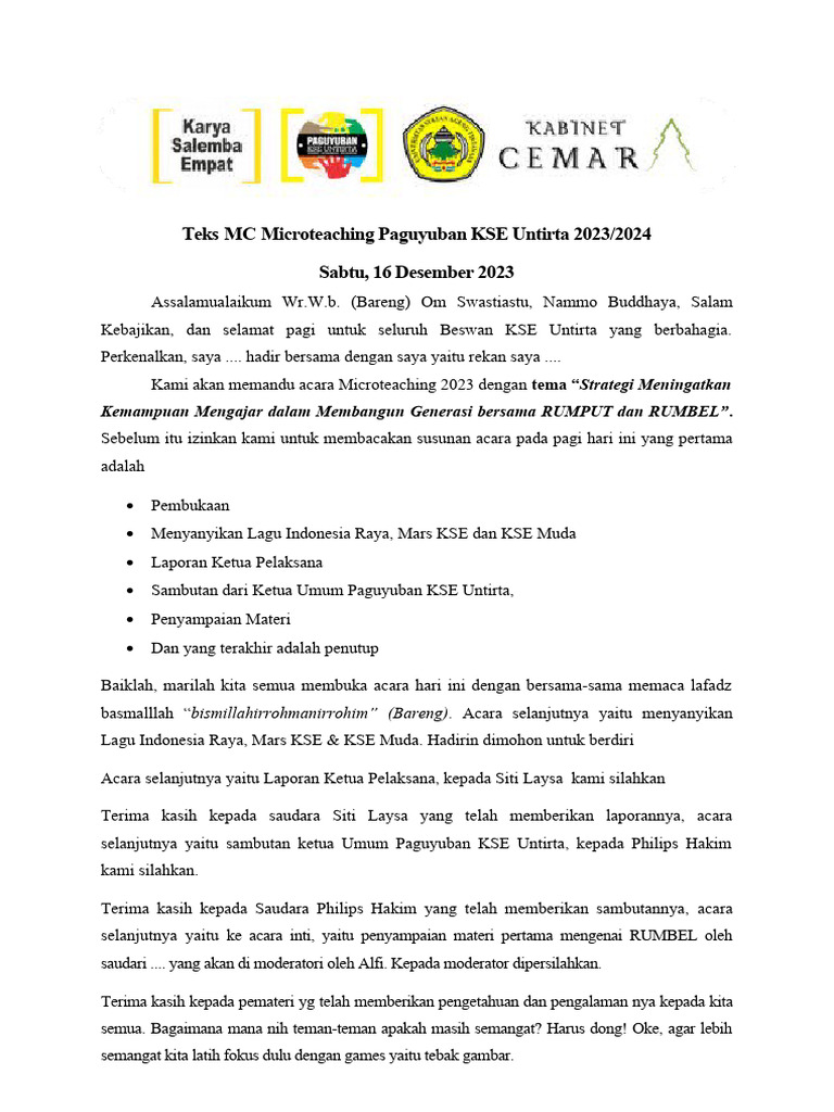 Teks MC Microteaching | PDF