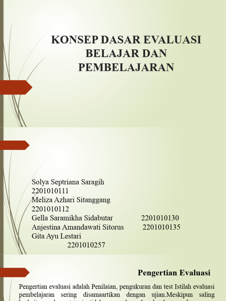 Konsep Dasar Evaluasi Belajar Dan Pembelajaran | PDF Konsep Dasar Evaluasi Belajar Dan Pembelajaran | PDF