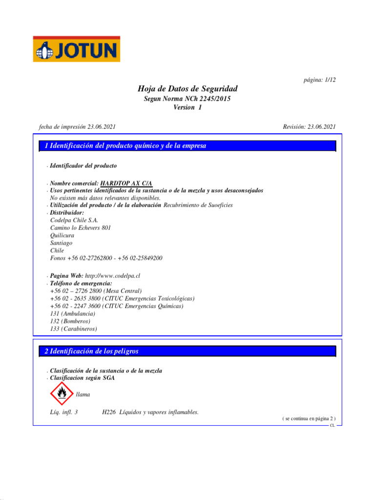 SD - HARDTOP AX C A (CL) | PDF | Residuos | Química