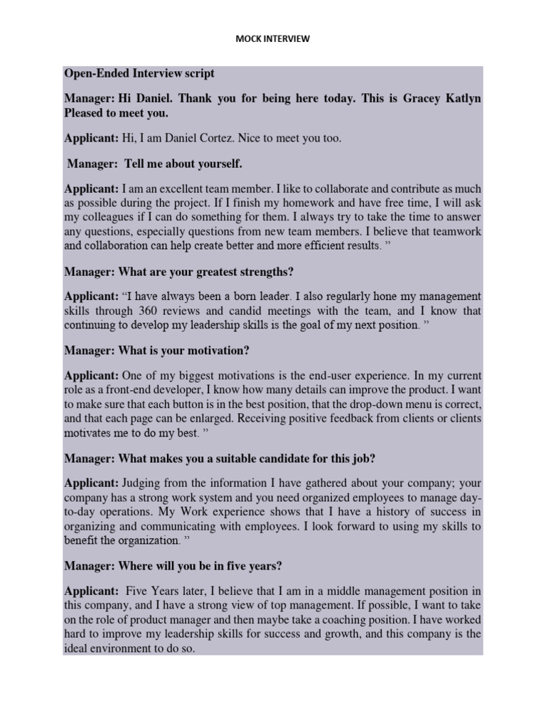 Mock Interview | PDF