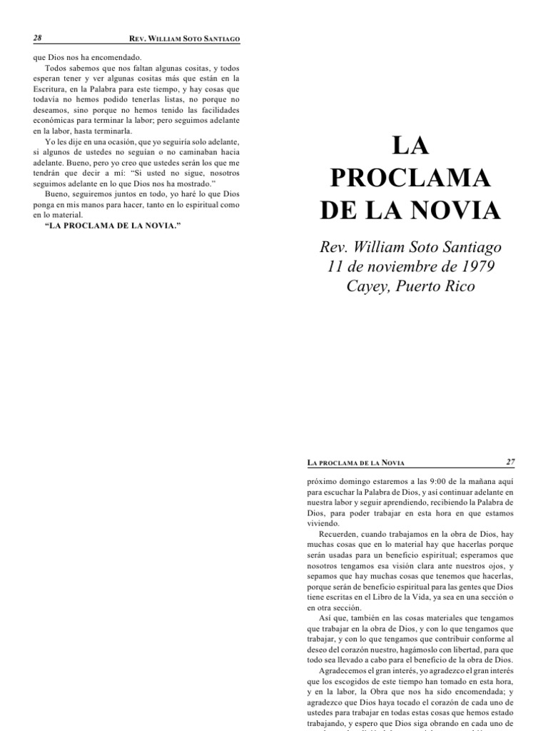La Proclama de la Novia: Mensaje Espiritual | PDF