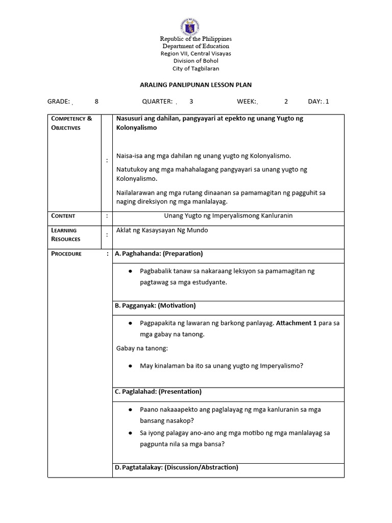 AP8-Q3-W2-day 1 IMPERYALISMO | PDF