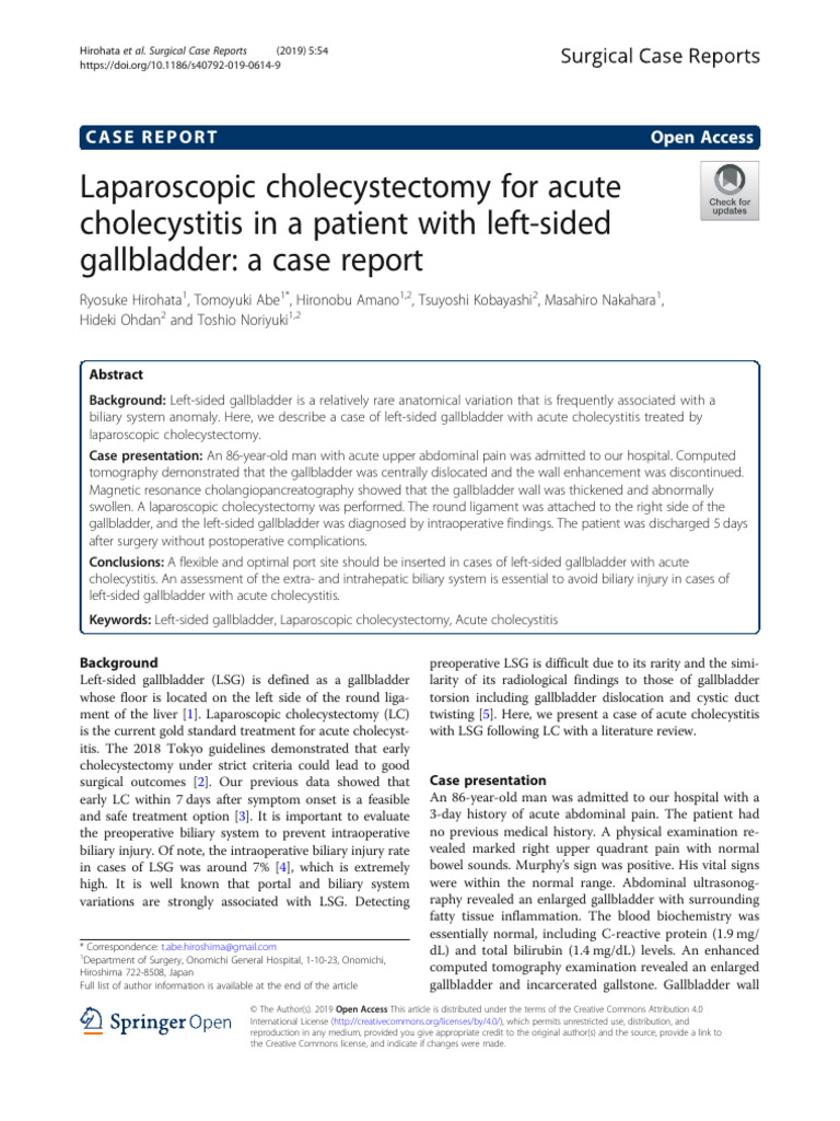 Laparoscopic Cholecystectomy for Left-Sided Gallbladder | PDF ...