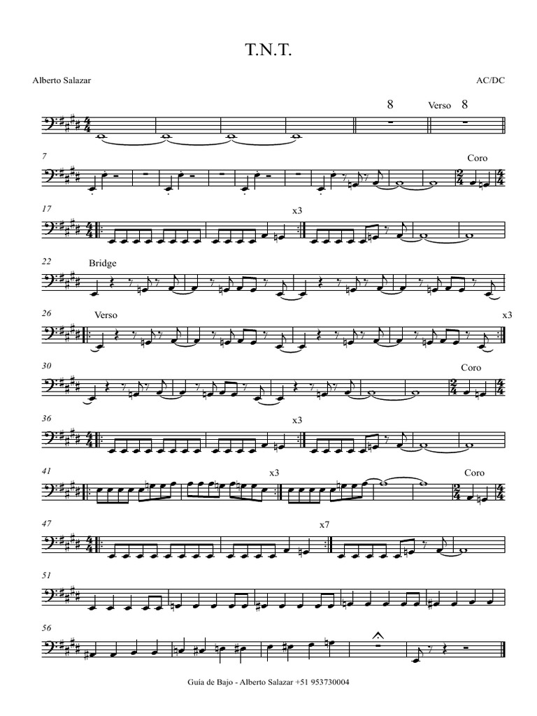 T N T Bass - Partitura Completa | PDF