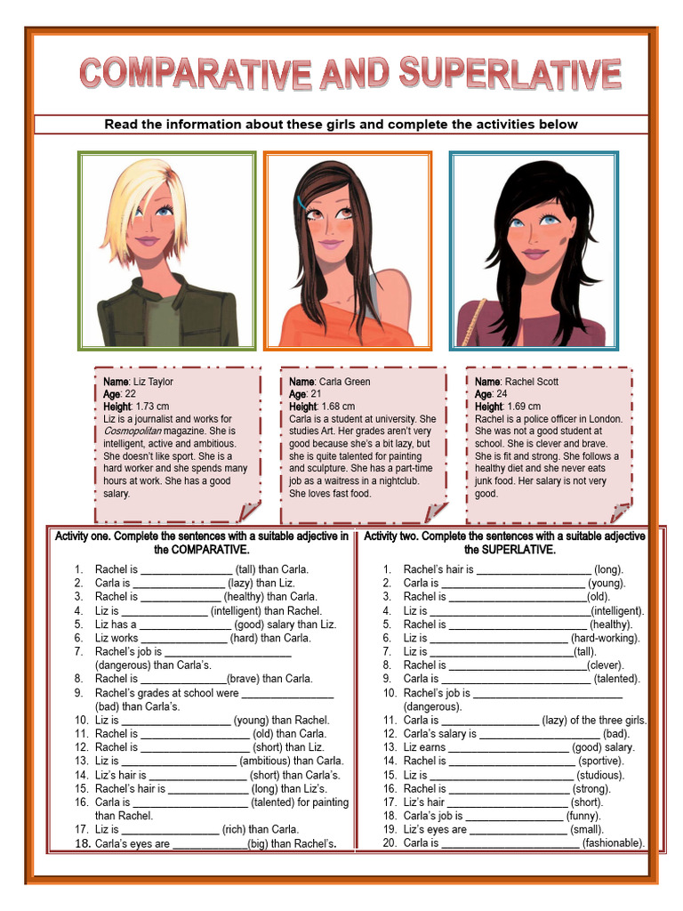 Comparative and Superlative Activities | PDF