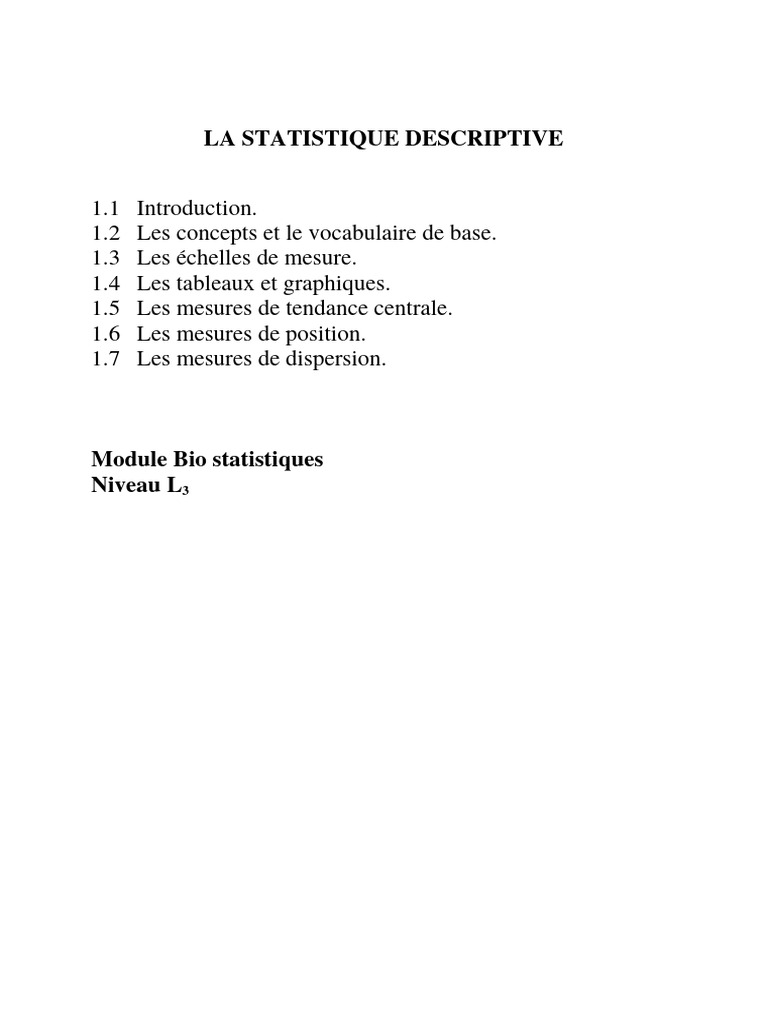 Introduction à la statistique descriptive | PDF | Statistiques ...