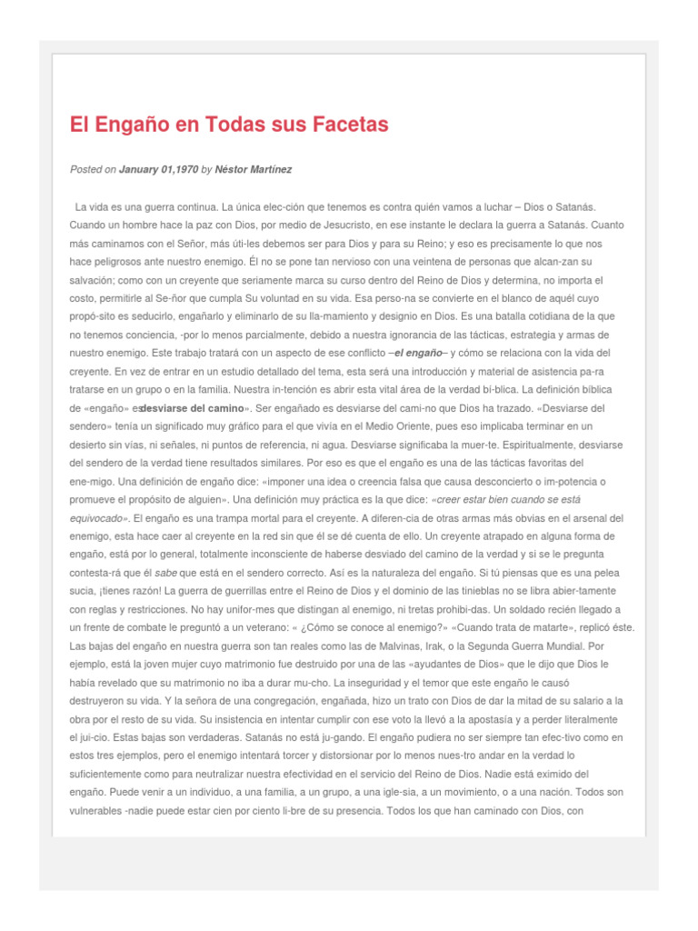El Engano en Todas Sus Facetas. | PDF | Verdad | Dios