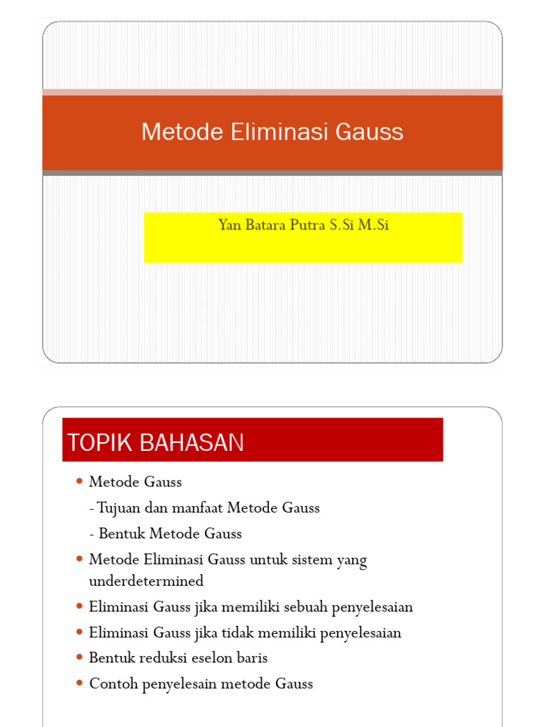 Metode Eliminasi Gauss | PDF
