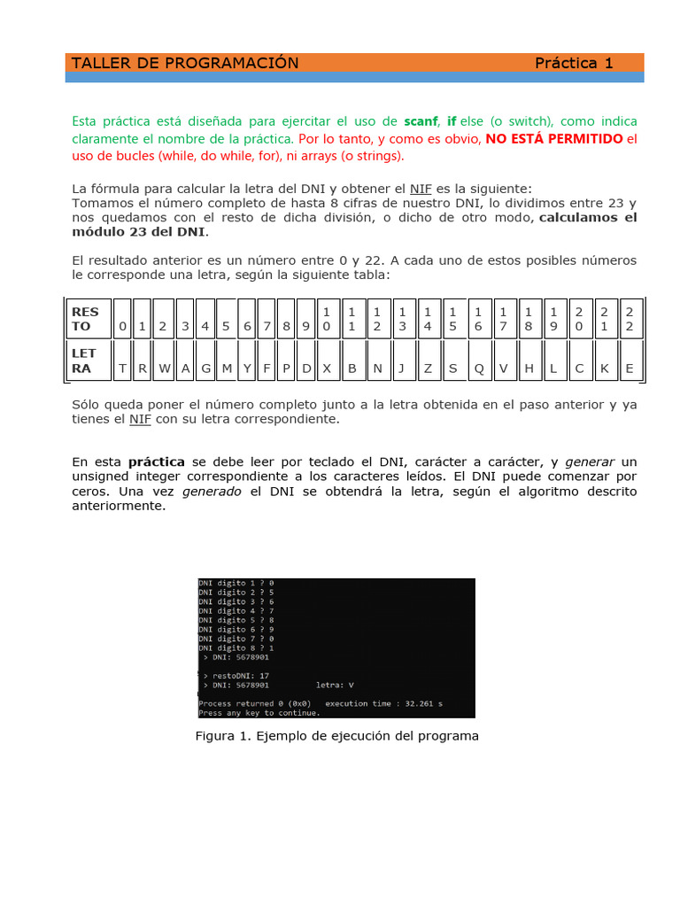 Practica1 - 2023 - 24 Scanf If | PDF | Programación de computadoras | Informática