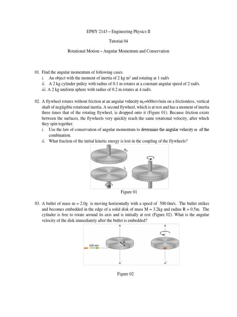 Tutorial 04 Angular Momentum Pdf Rotation Around A Fixed Axis