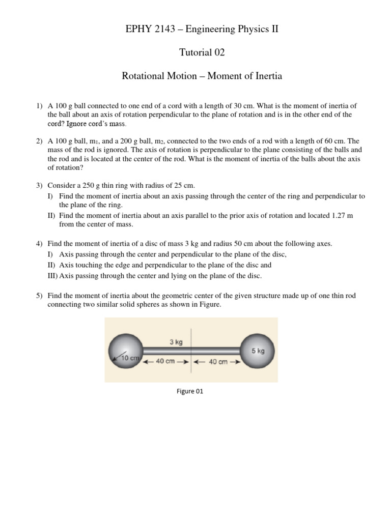 Tutorial 02 - Rotational Motion - Moment of Inertia | PDF