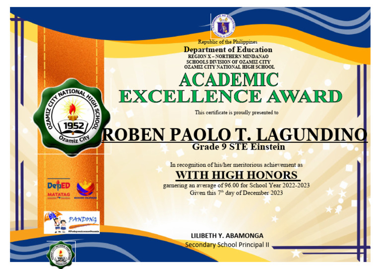 Certificate-2023-2024-FIRST-QUARTER Revised | PDF