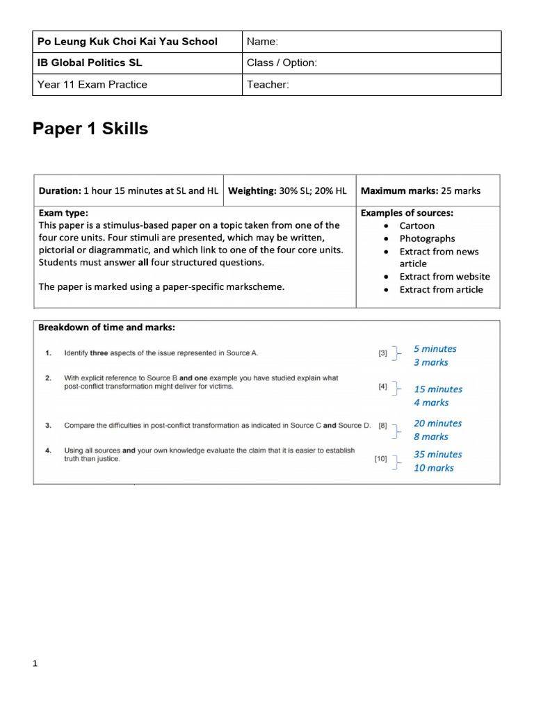 Paper 1 Skills | PDF