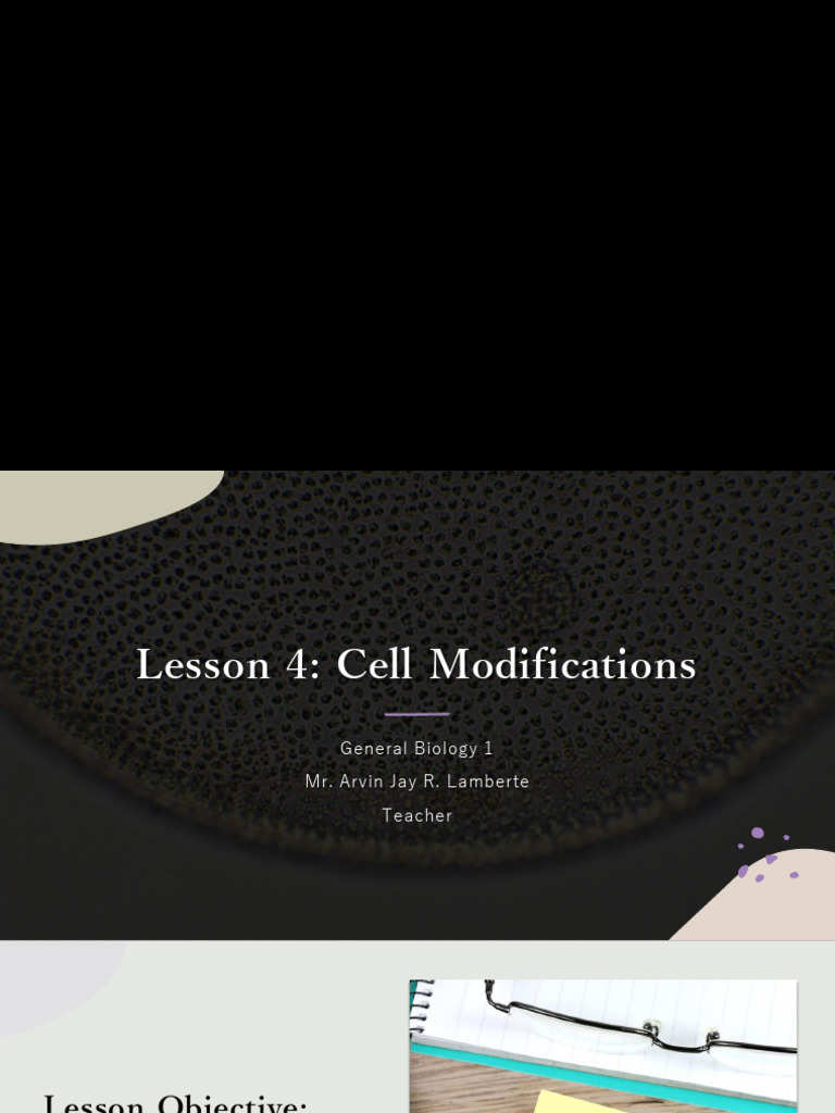 Lesson 4 - Cell Modifications | PDF | Cell Adhesion | Cell (Biology)