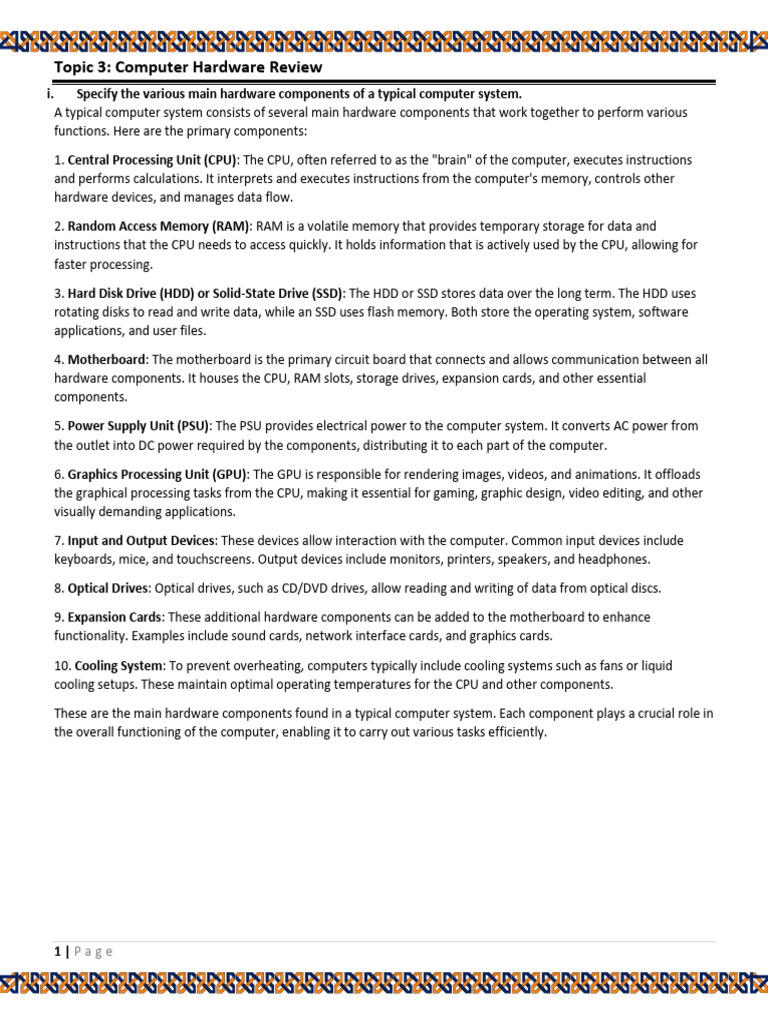 Topic 2 - Review | PDF | Central Processing Unit | Computer Data Storage