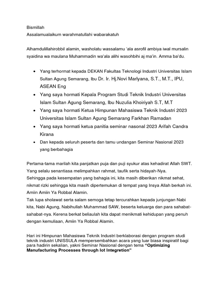 Teks MC Seminar | PDF