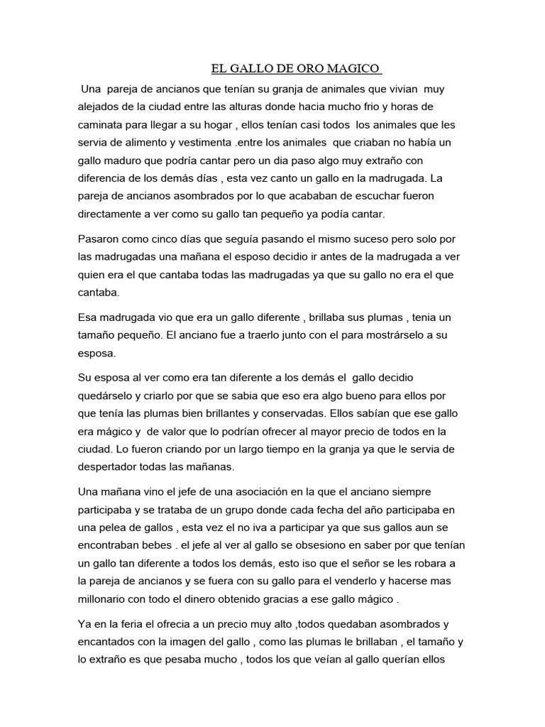 El Gallo de Oro Magico | PDF | Pollo