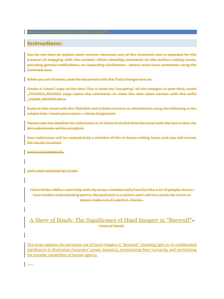 Mock Assignments Tracked Revised | PDF