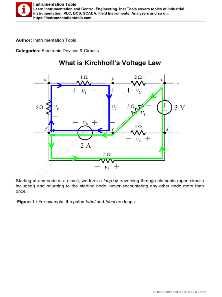 Kirchhoffs Voltage Law | PDF
