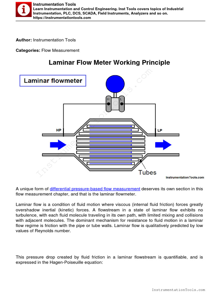 Laminar Flow Meter | PDF | Fluid Dynamics | Flow Measurement