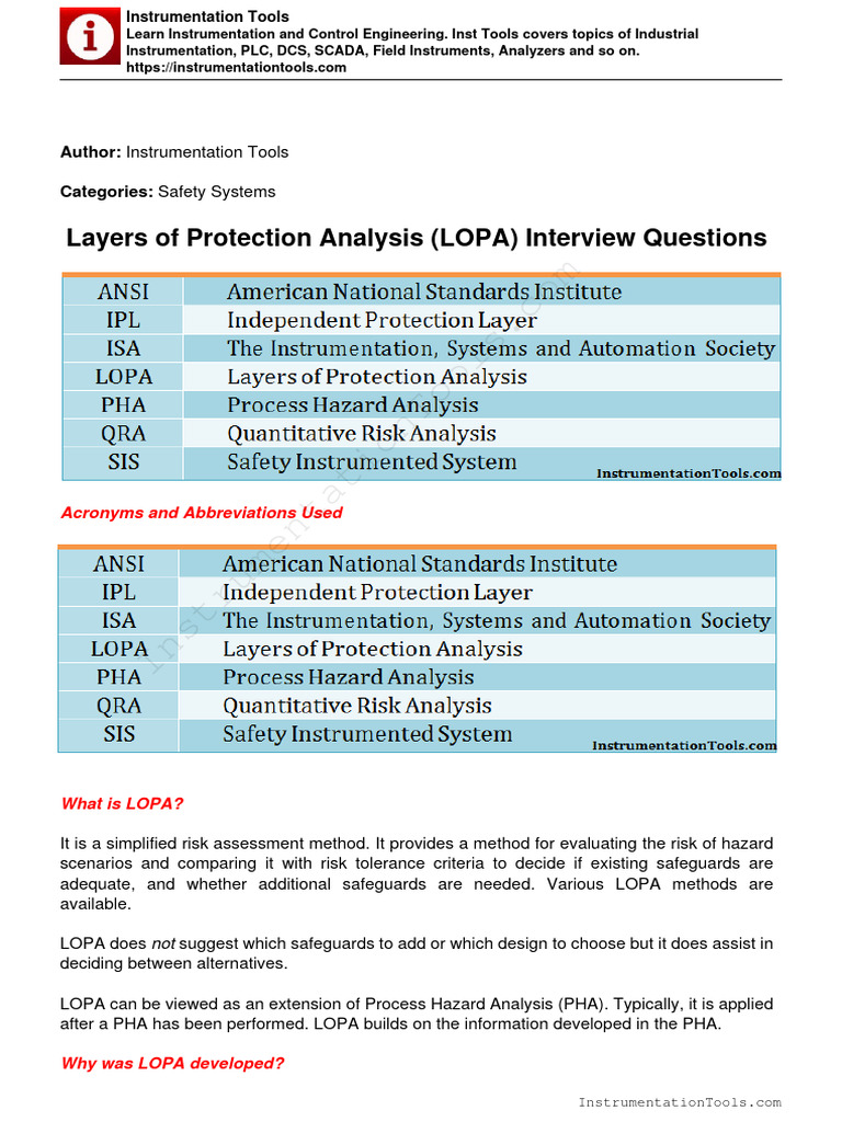 Layers of Protection Analysis | PDF | Risk | Safety