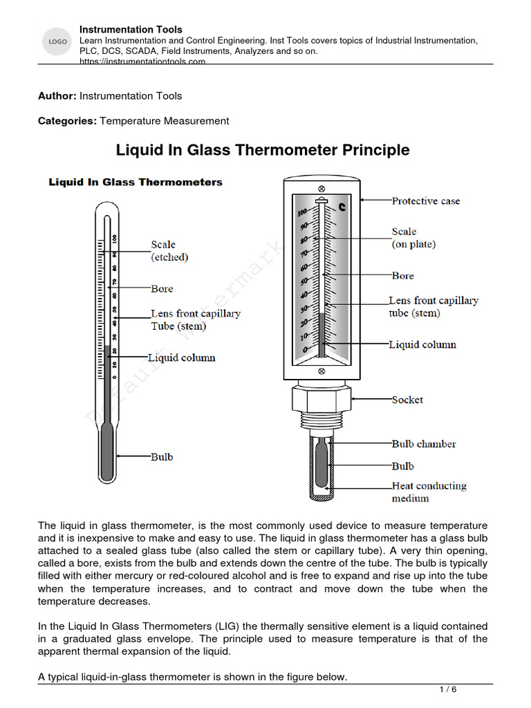 Liquid in Glass Thermometer Principle | Download Free PDF | Thermometer ...