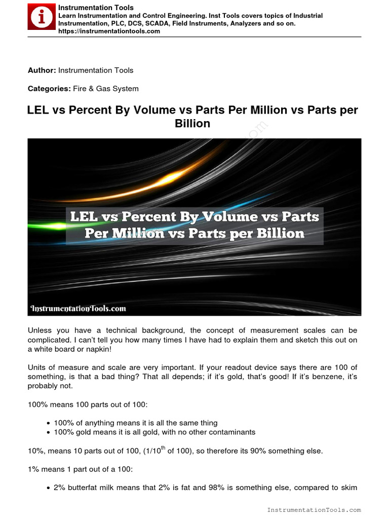 LEL Vs Percent Volume | PDF | Parts Per Notation | Combustion