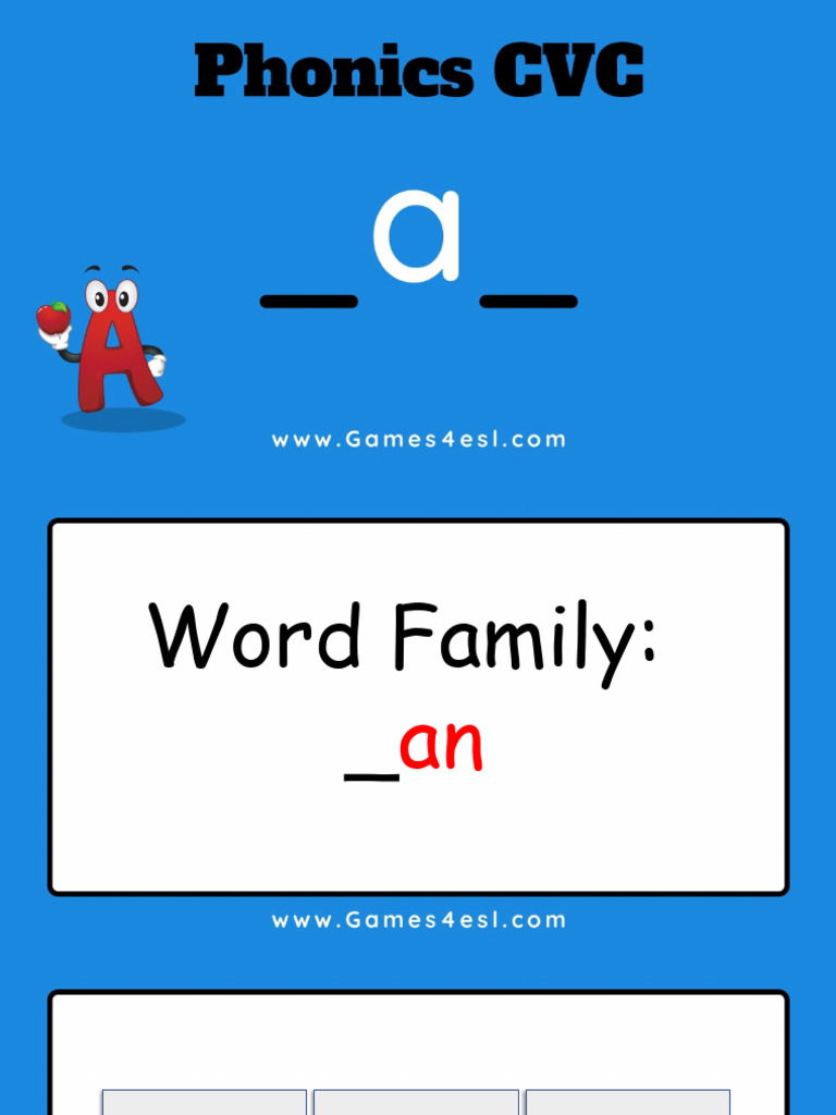 Phonics CVC Letter a Word Family An | PDF