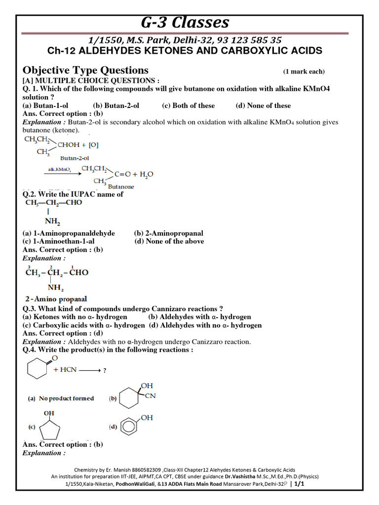 Chemistry of Aldehydes and Ketones | PDF | Aldehyde | Ketone