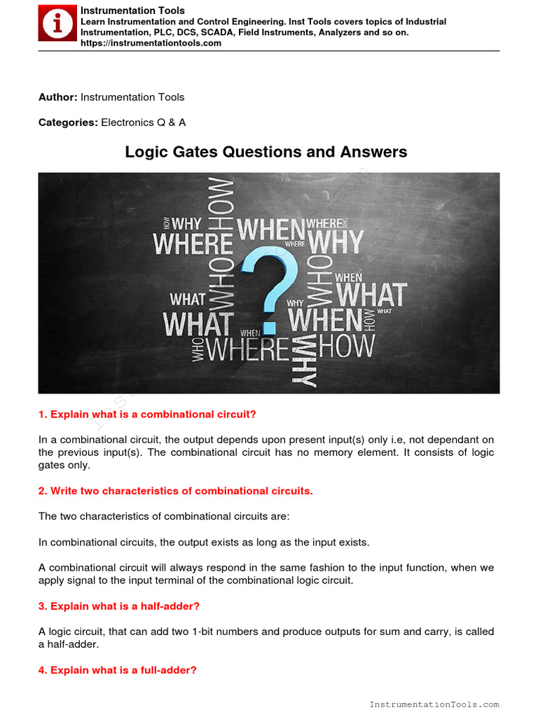 Logic Gates Questions and Answers | Download Free PDF | Logic Gate | Logic